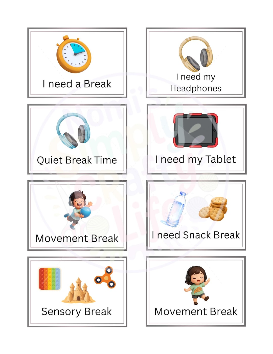 Digital Sensory Break Choice Cards | Printable Calm Down Cards | Autism ...