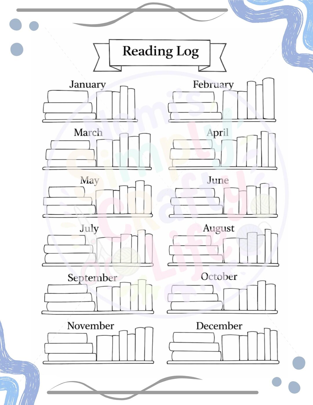 Reading Log Printable | Yearly Reading Tracker | Monthly Book Log ...