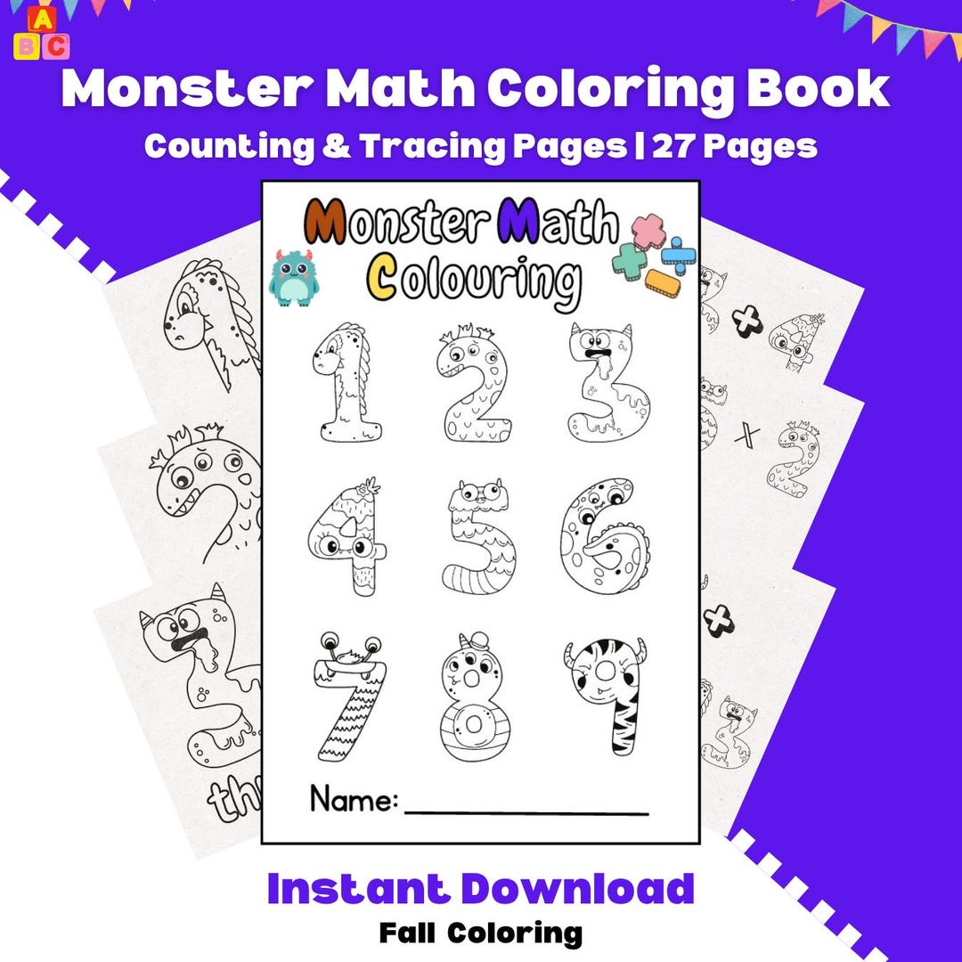 Number Monster Kids Coloring Book - Preschool Math Worksheets - Fun ...