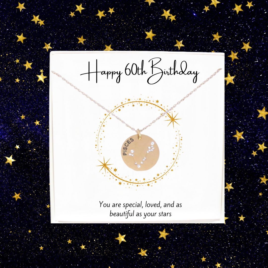 60th Birthday Gift for Her, Zodiac Constellation Necklace , Gold Zodiac Sign Gift Birthday Gift ...