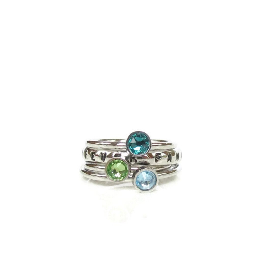 Stackable Birthstone Ring, Blended Family, Adoption Jewelry, Family ...