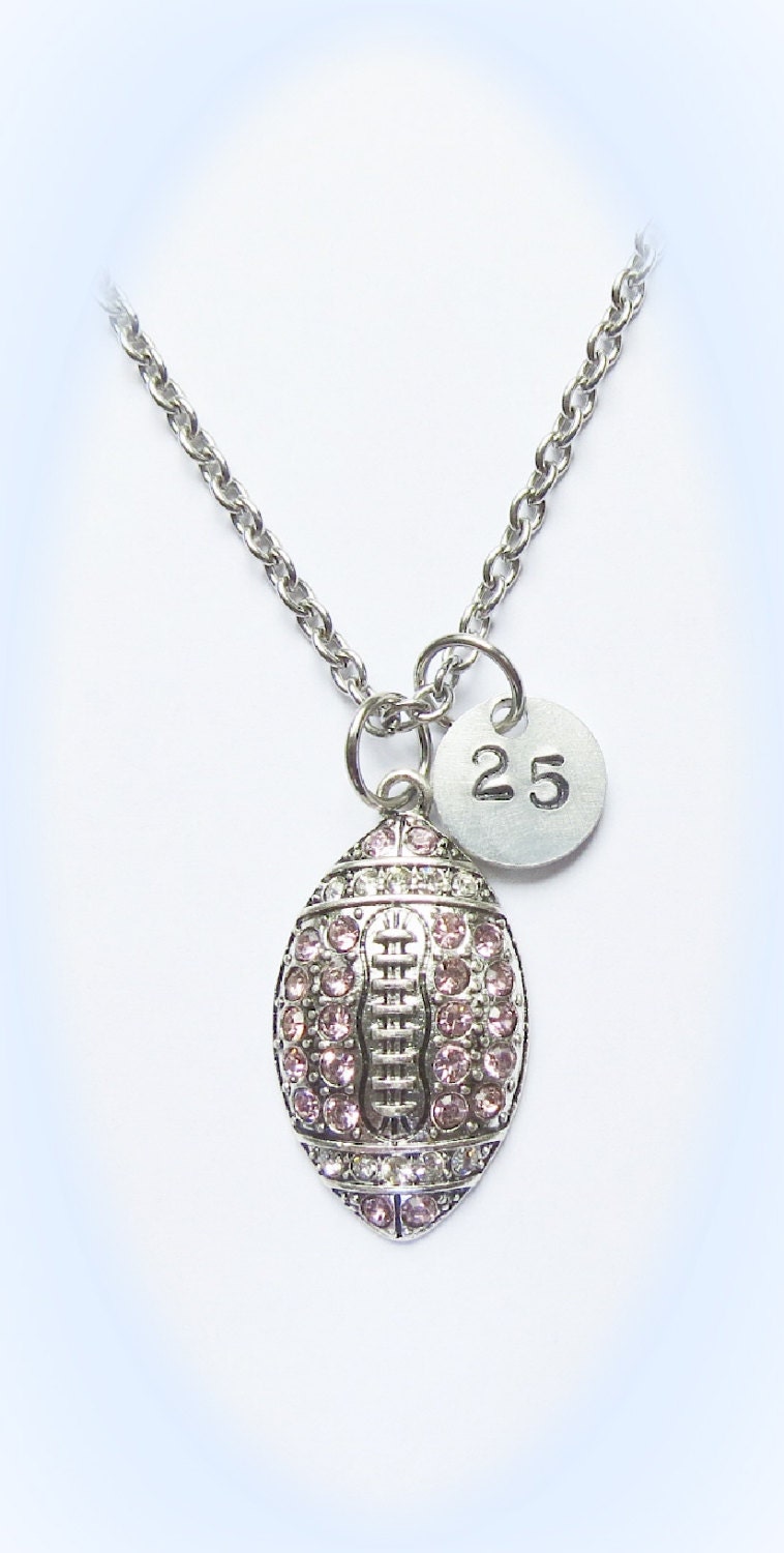 Personalized Stamped Football Necklace, Football Jewelry, Football ...