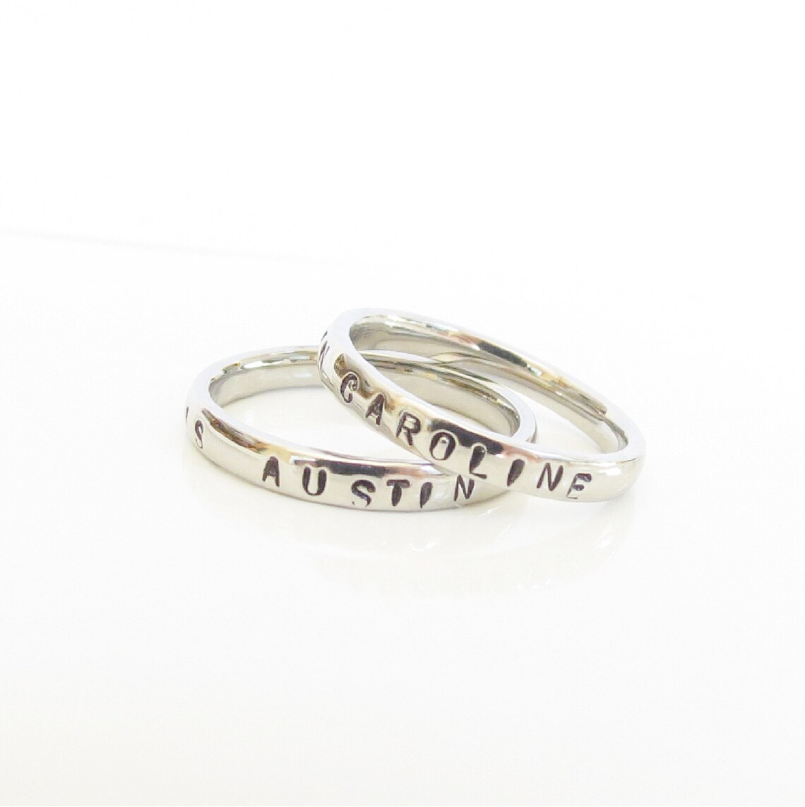 Stacking Ring Personalized, Name Ring, Stainless Steel Silver Ring ...