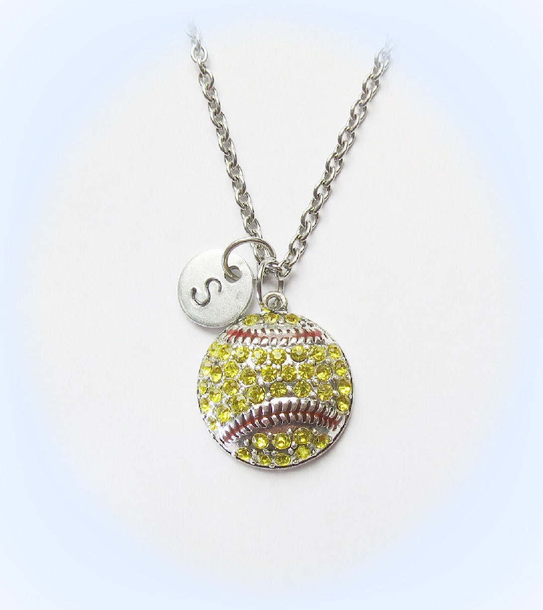 Personalized Softball Necklace Jewelry With Initial Charm or Jersey ...