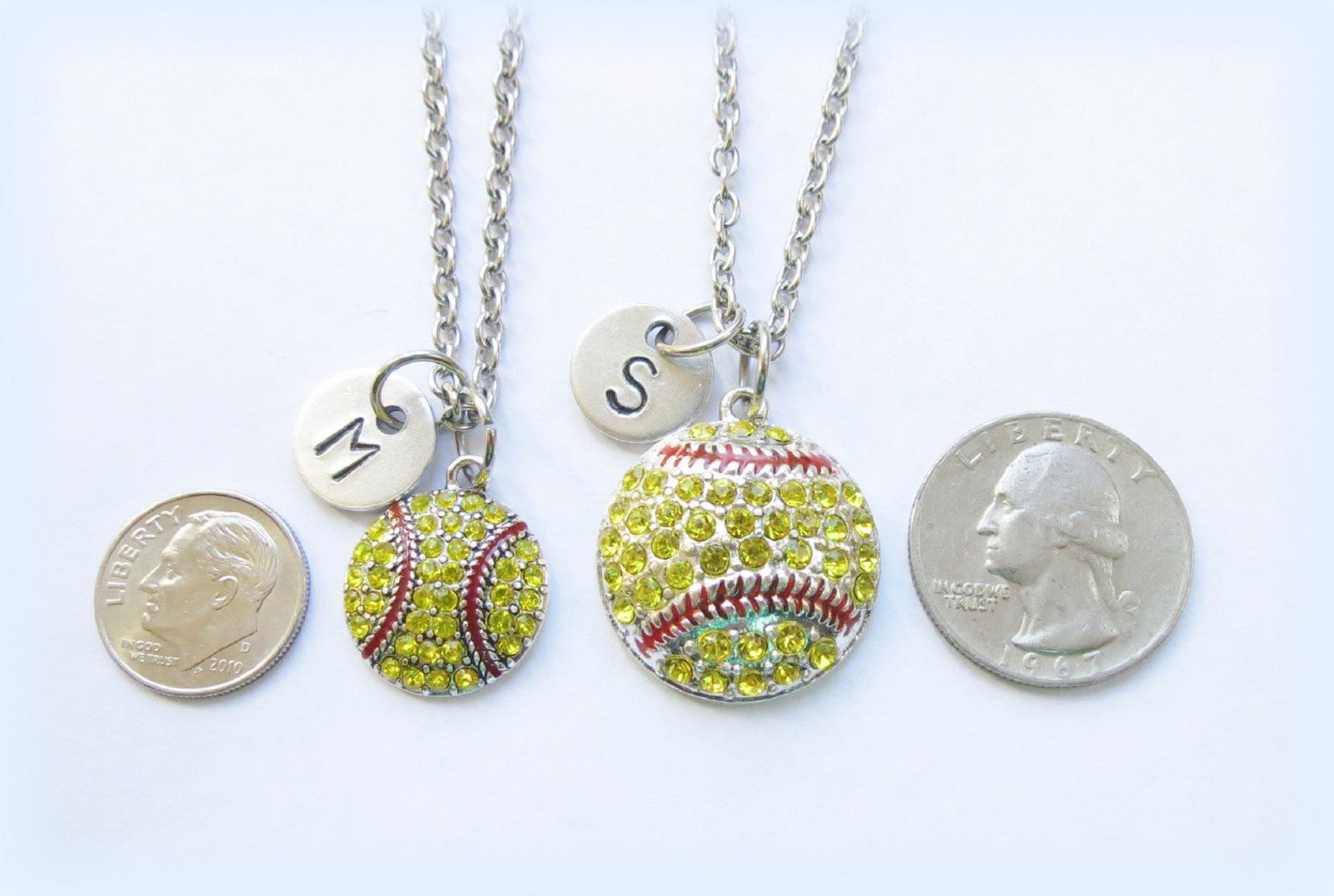 Personalized Softball Necklace Jewelry With Initial Charm or Jersey ...