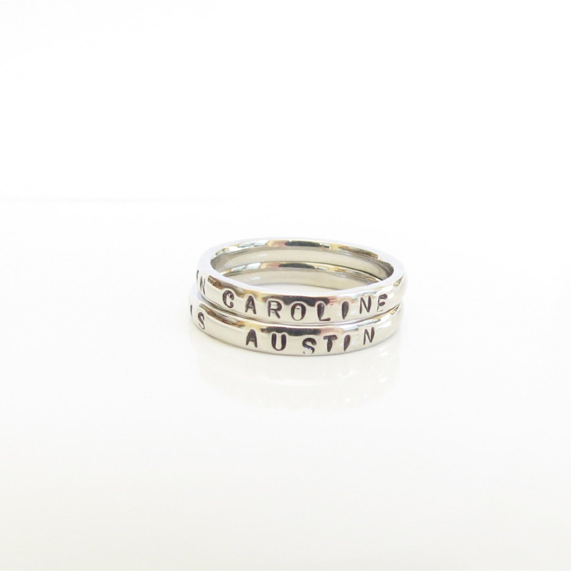 Stacking Ring Personalized, Name Ring, Stainless Steel Silver Ring ...