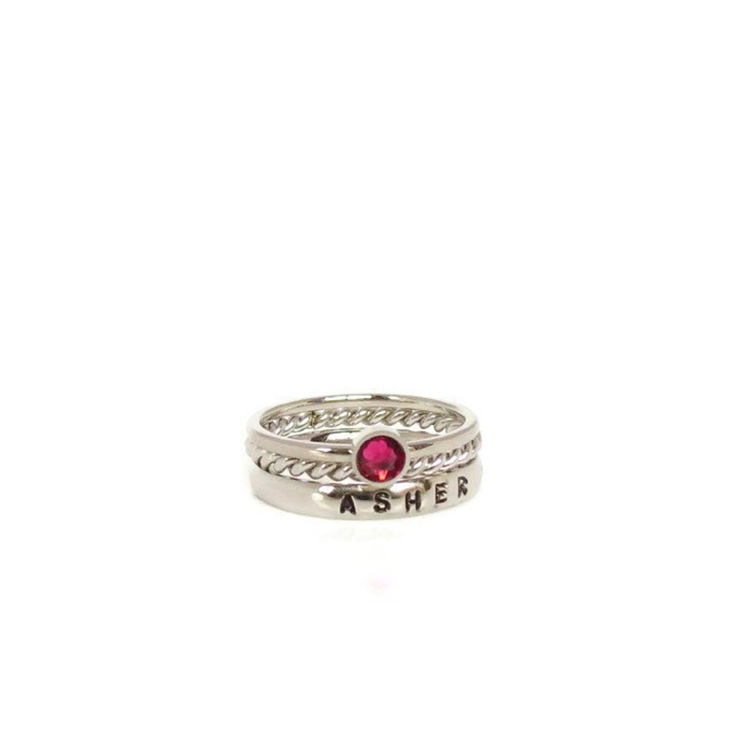 Personalized Stackable Ring, Stacking Rings, Engraved Rings, July ...