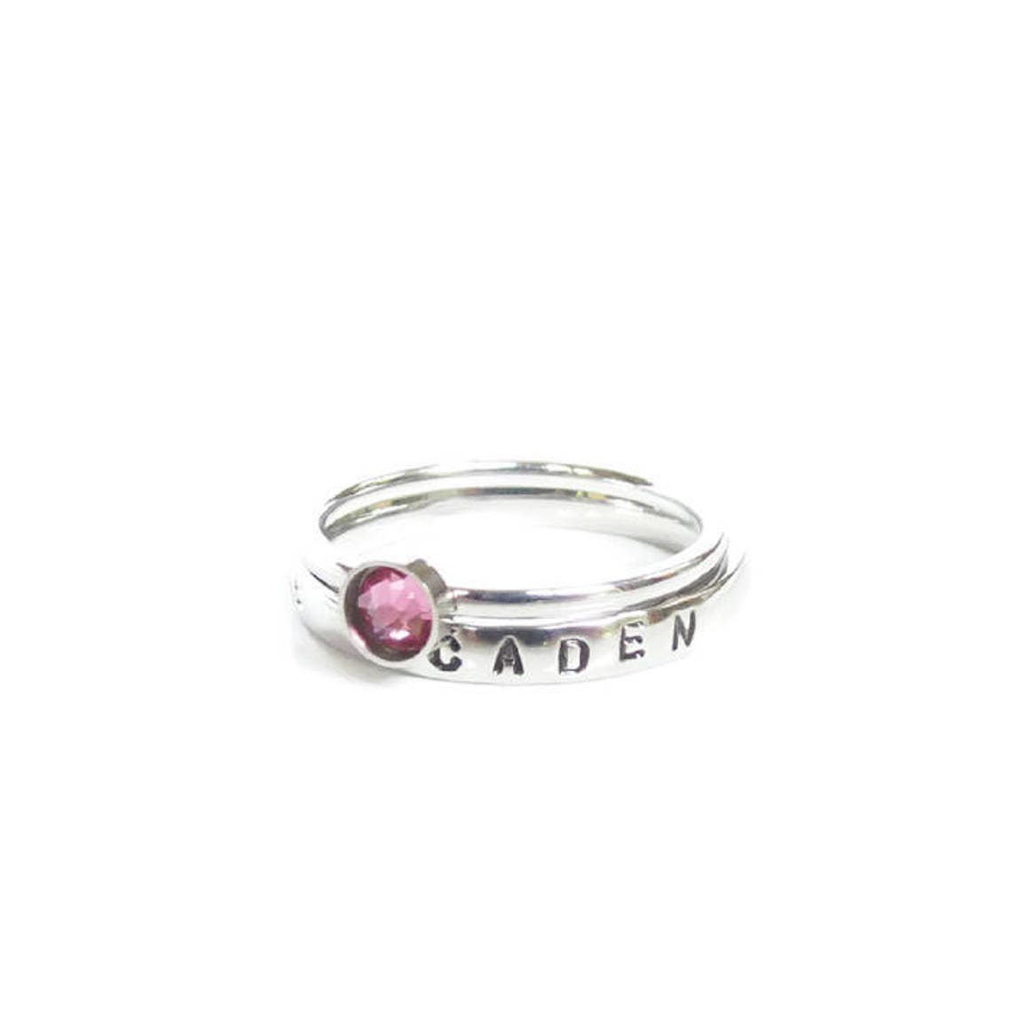 Personalized Engraved Name Ring Stackable Birthstone Name - Etsy