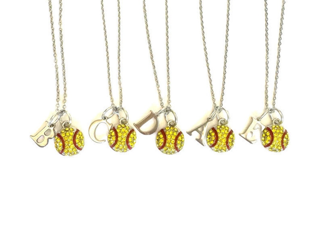 Personalized Softball Necklace Jewelry, Custom Softball Team Jewelry ...