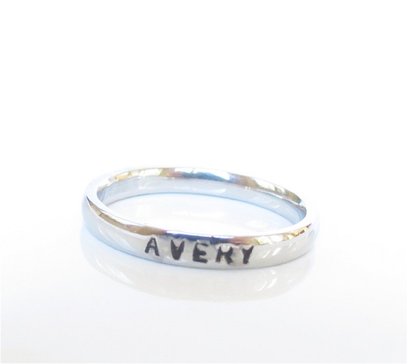 Stacking Ring Stainless Steel Silver Personalized Stamped - Etsy