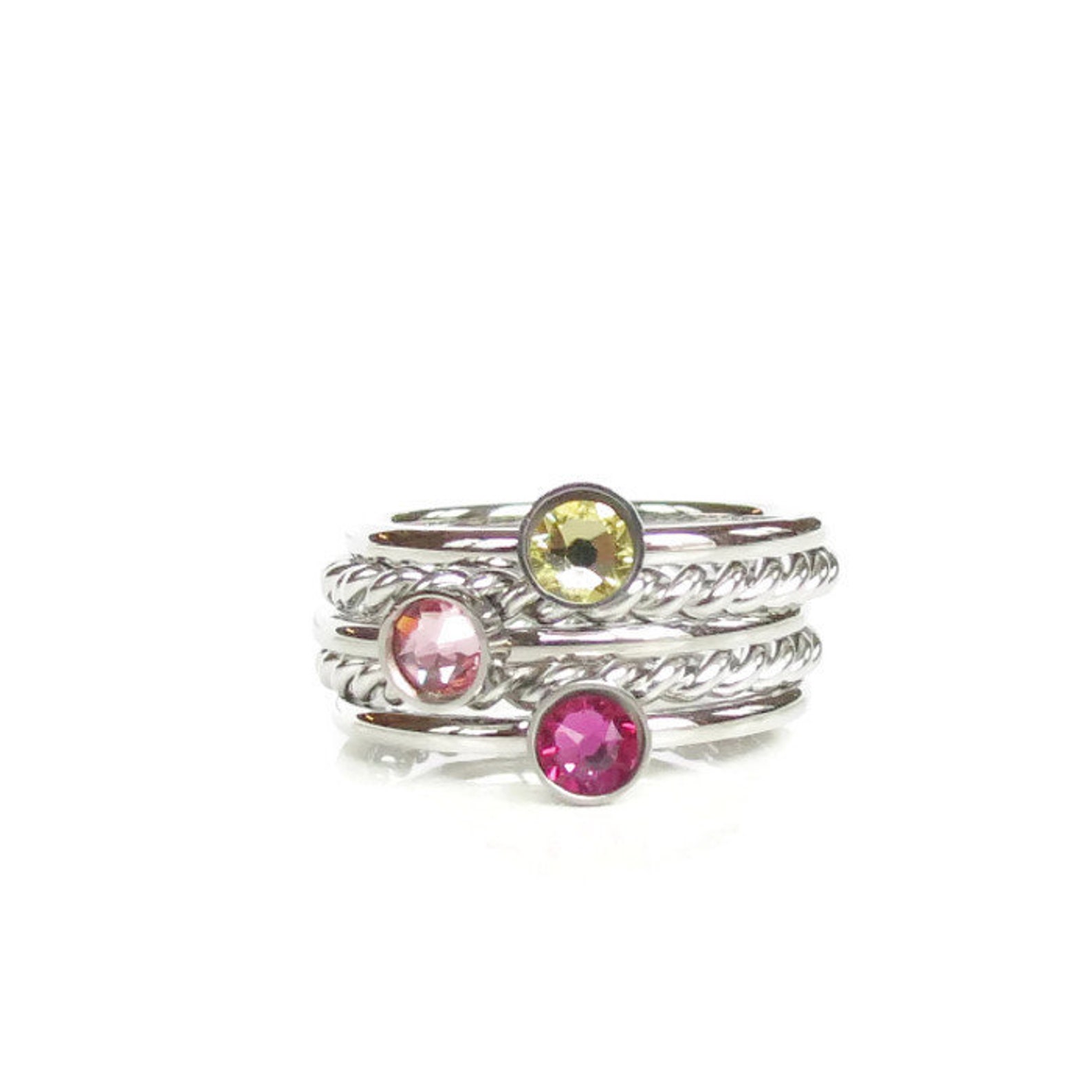 Stackable Birthstone Ring Family Ring Gift for Mom Friend | Etsy