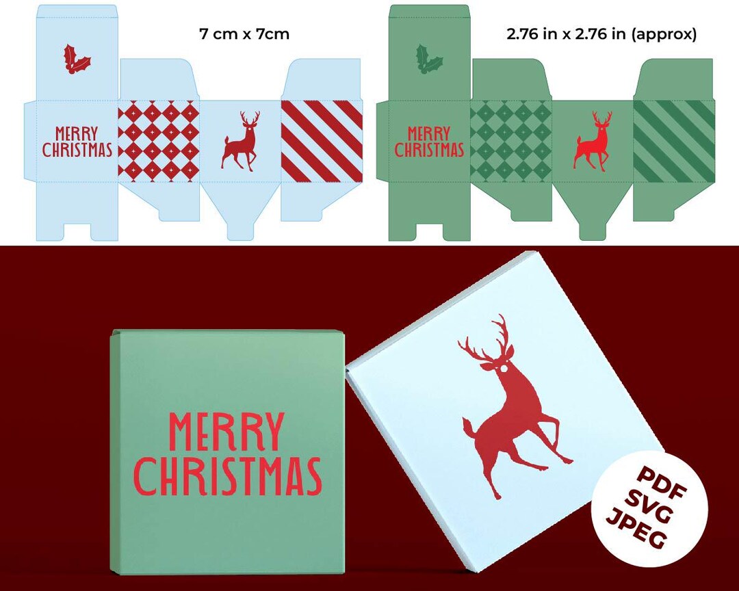 Christmas Gift Box Template Printable Box PDF, JPEG – DIY Holiday Treat ...