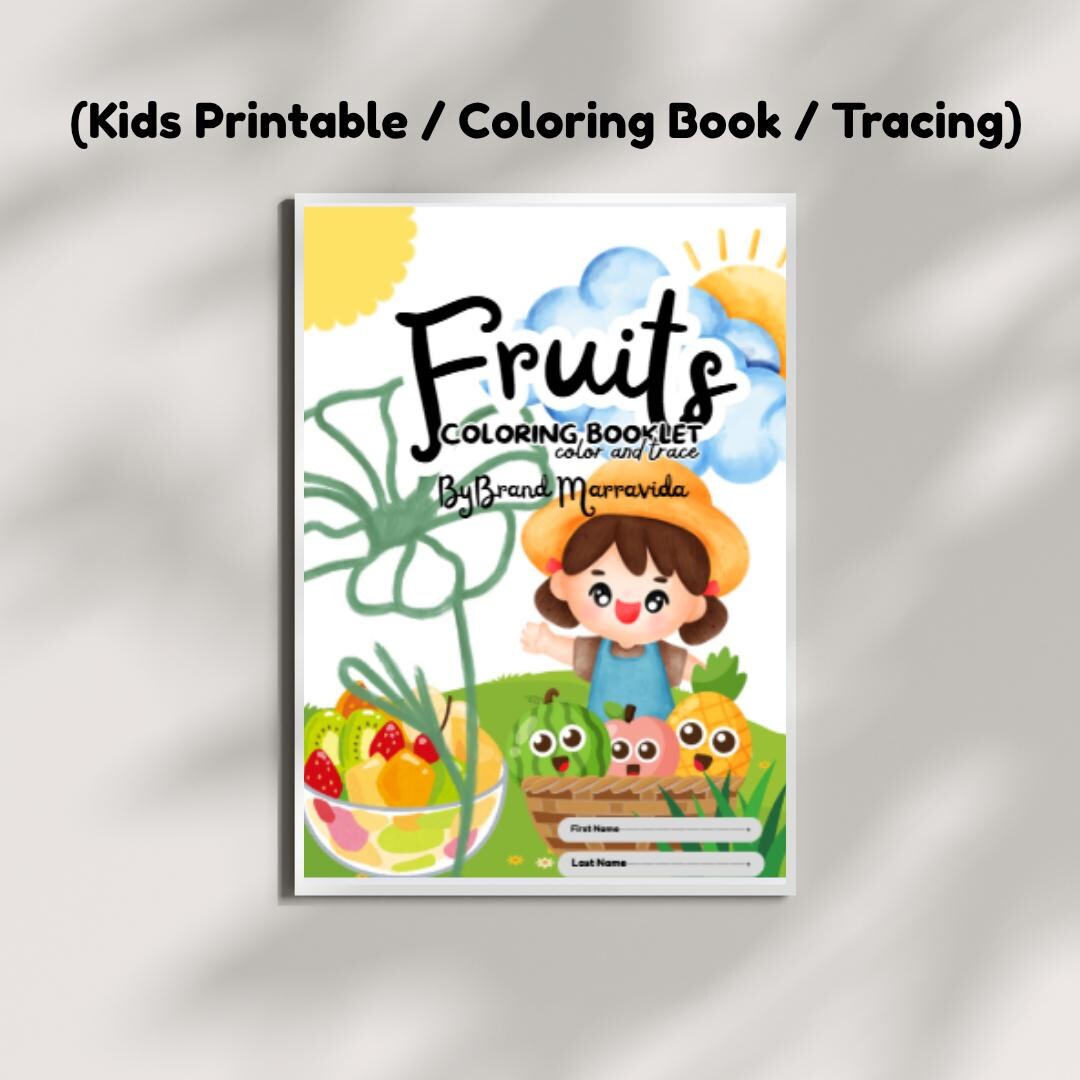 Fruits and Vegetables Coloring and Tracing Book for Kids 30 Pages ...