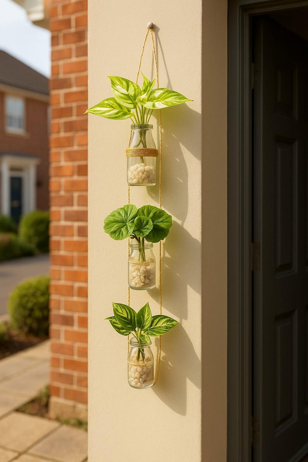 Handmade Glass Jar Wall Planter With Artificial Greenery – Boho Home ...