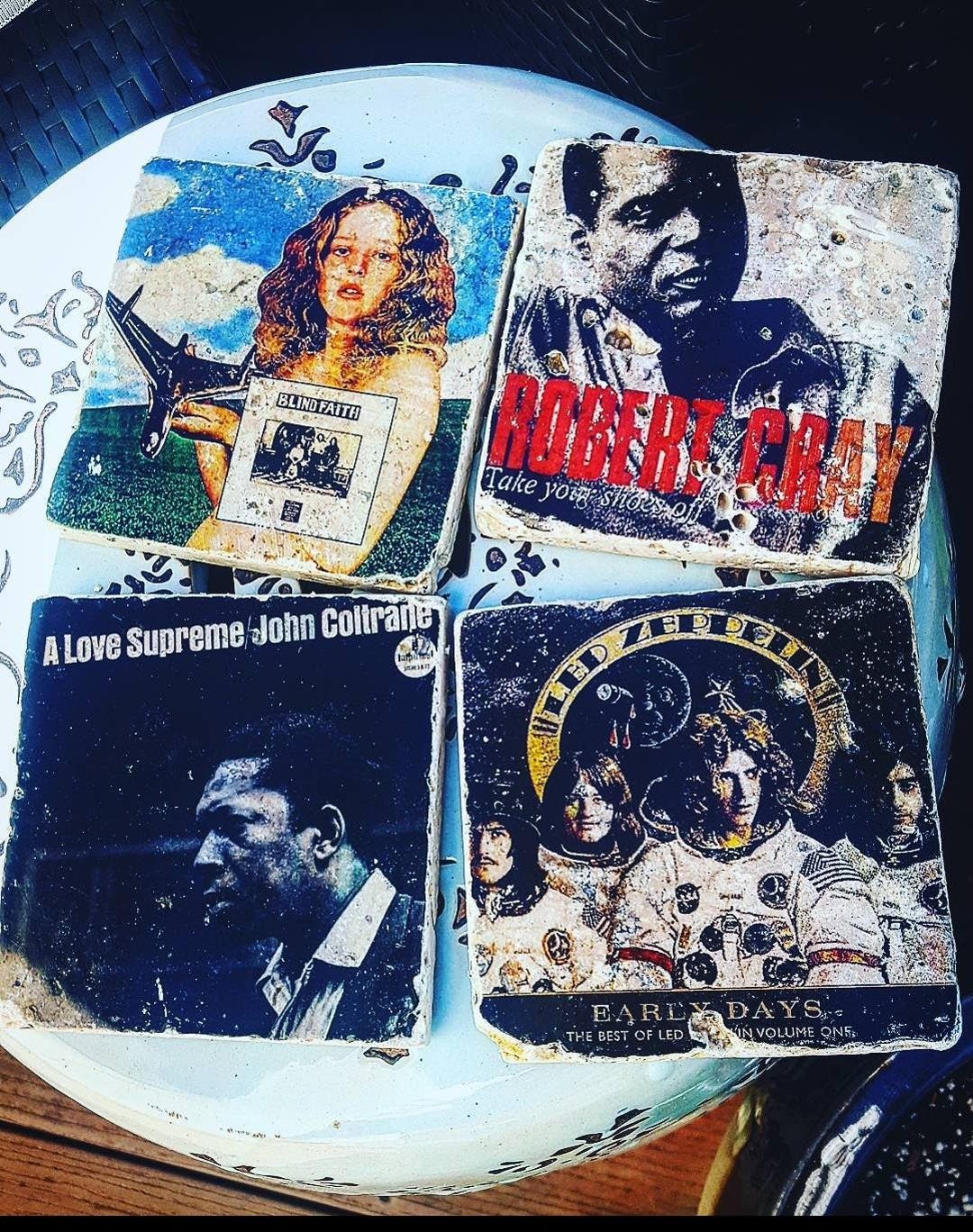 Handmade Album Cover Coasters, Natural Stone Tile, Music Lover Gift - Etsy