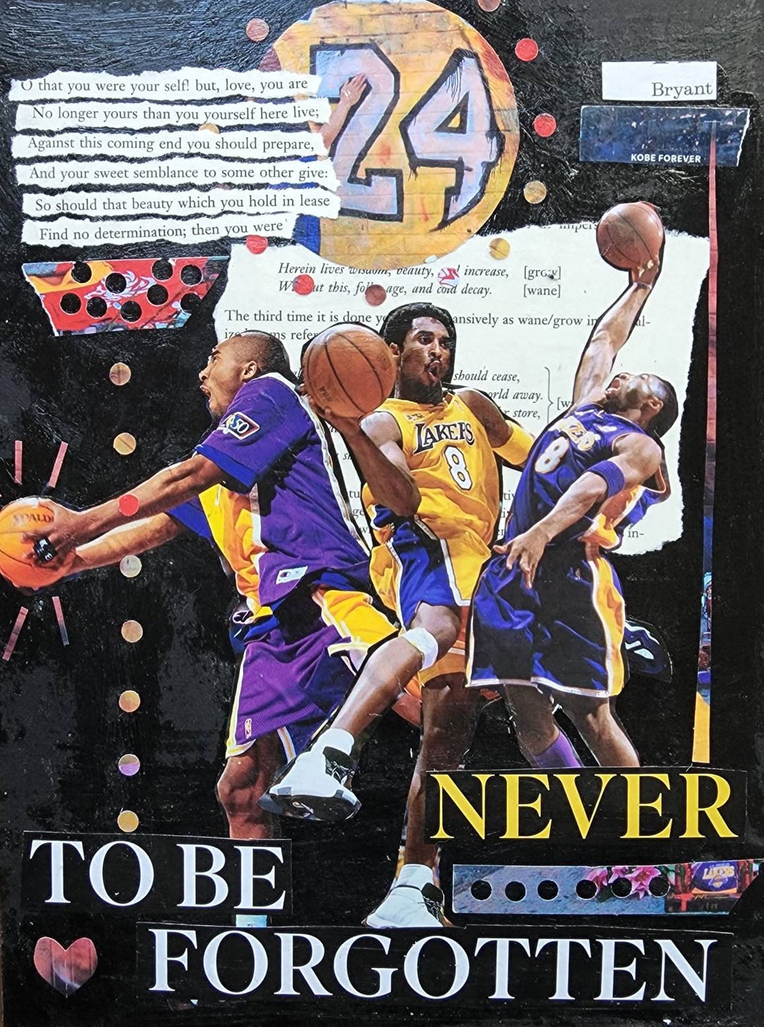 Kobe Bryant,prints Only, Collage, Cut Paper, Contemporary Art ...