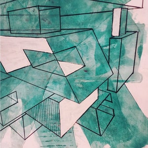 The Beginning Structures, Acrylic, Green Paint, Two Point Perspective ...