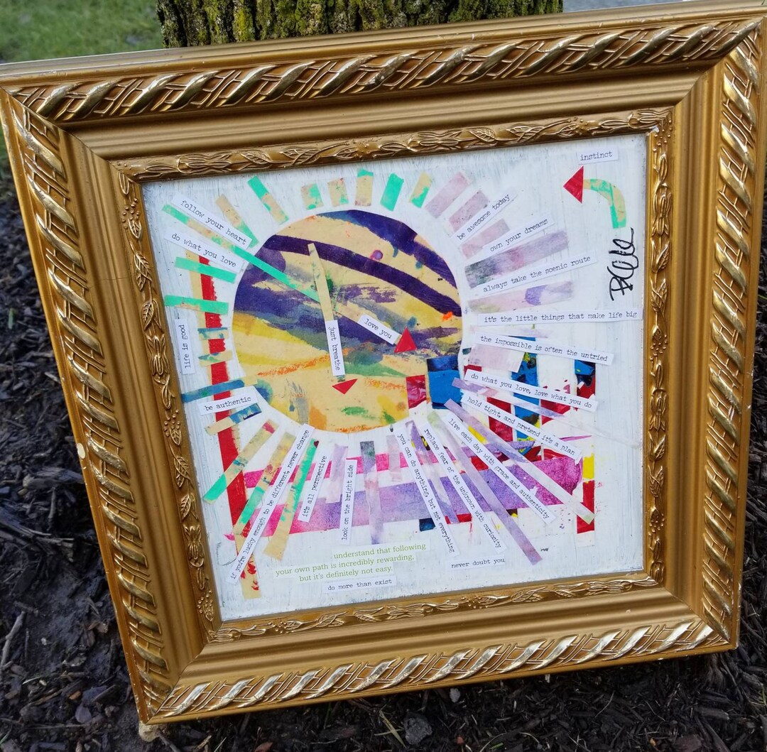 Collage Paper Mixed Media Mirror Cut Paper Abstract - Etsy