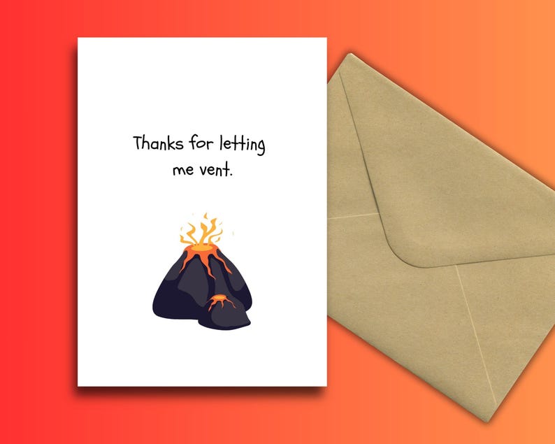 Funny Volcano Thank You Card | Friendship Apology Card “thanks for ...