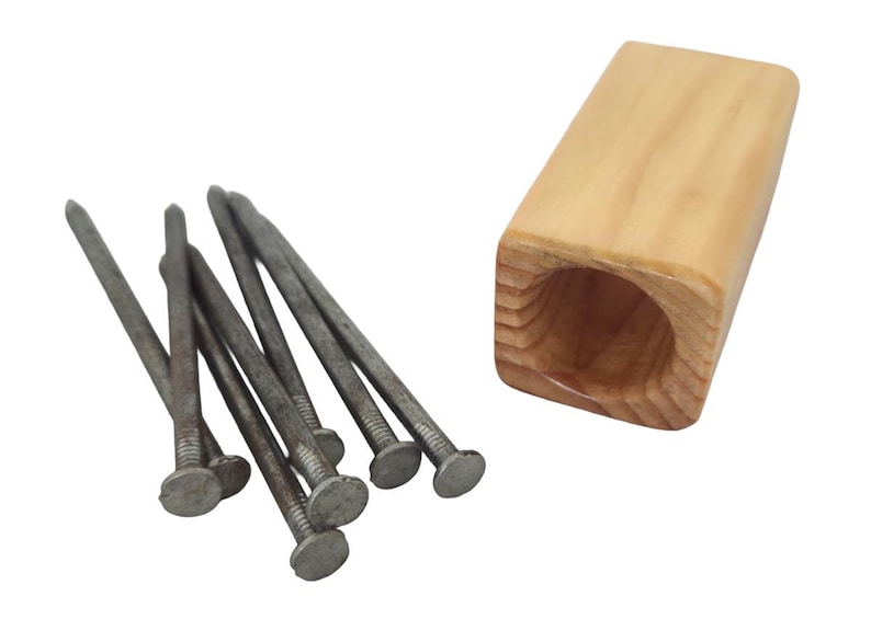 Handmade 7 Nail Balancing Act Puzzle – Natural Stain, Wood Holder, Fun ...