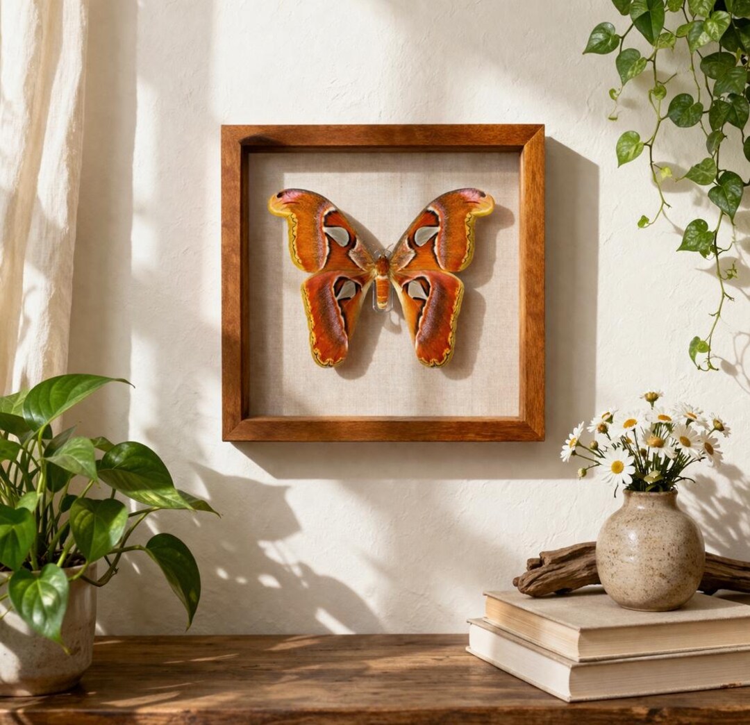 Giant Atlas Moth (attacus Atlas) – Real Framed Butterfly, Double Glass ...