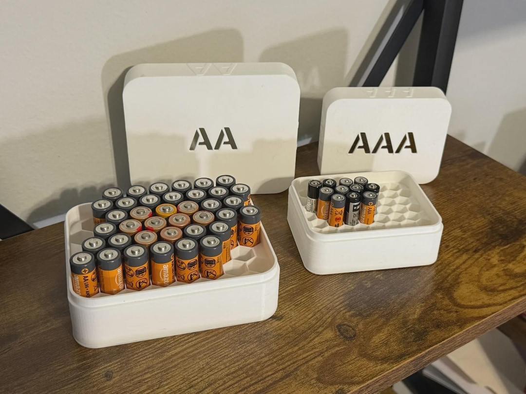 3D Printed AA and AAA Battery Storage Organizer - Modern, Minimalist ...