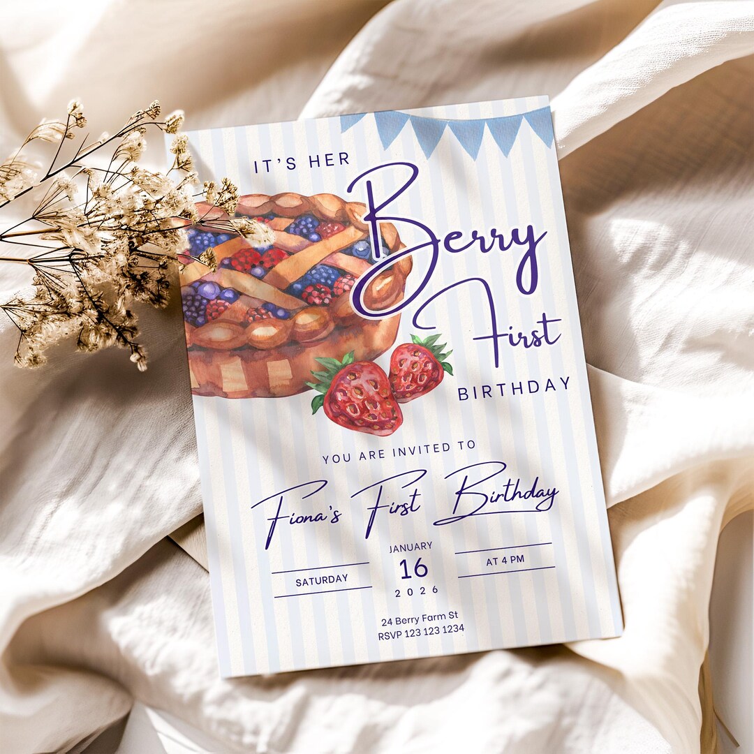 Berry First Birthday Invitation Strawberry Birthday Invite, Berry First ...