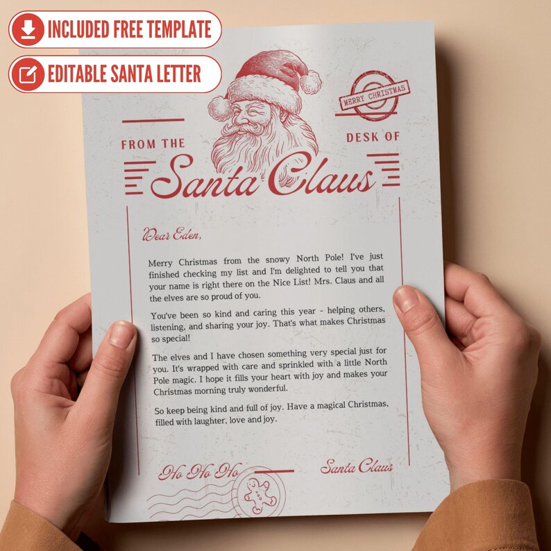Santa Shipping Label Printable Template, Editable Christmas Elf Mail, North Pole Delivery ...