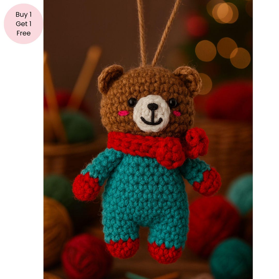 Christmas Bear Amigurumi Crochet Pattern – Cute Ornament DIY – Tree ...