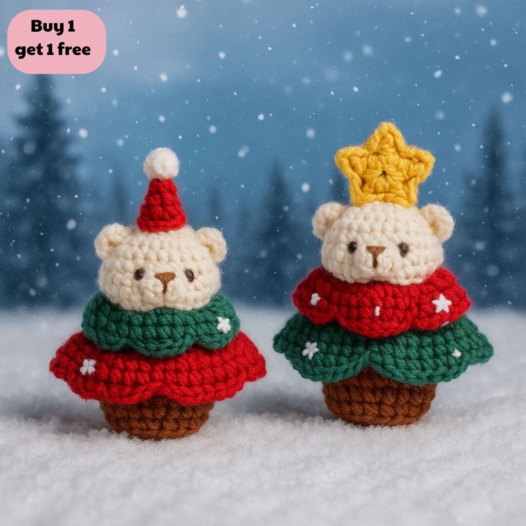 Crochet Pattern Christmas Bear Amigurumi PDF, Cute Xmas Tree Bear ...