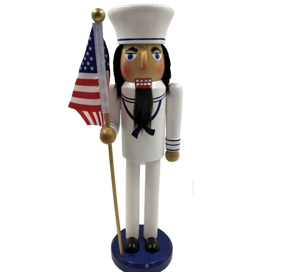 Military Navy Nutcracker With American Flag – Patriotic Sailor ...
