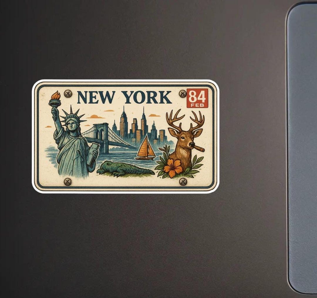 Vintage New York Stickers, Travel Decoration, Laptop Stickers, State ...