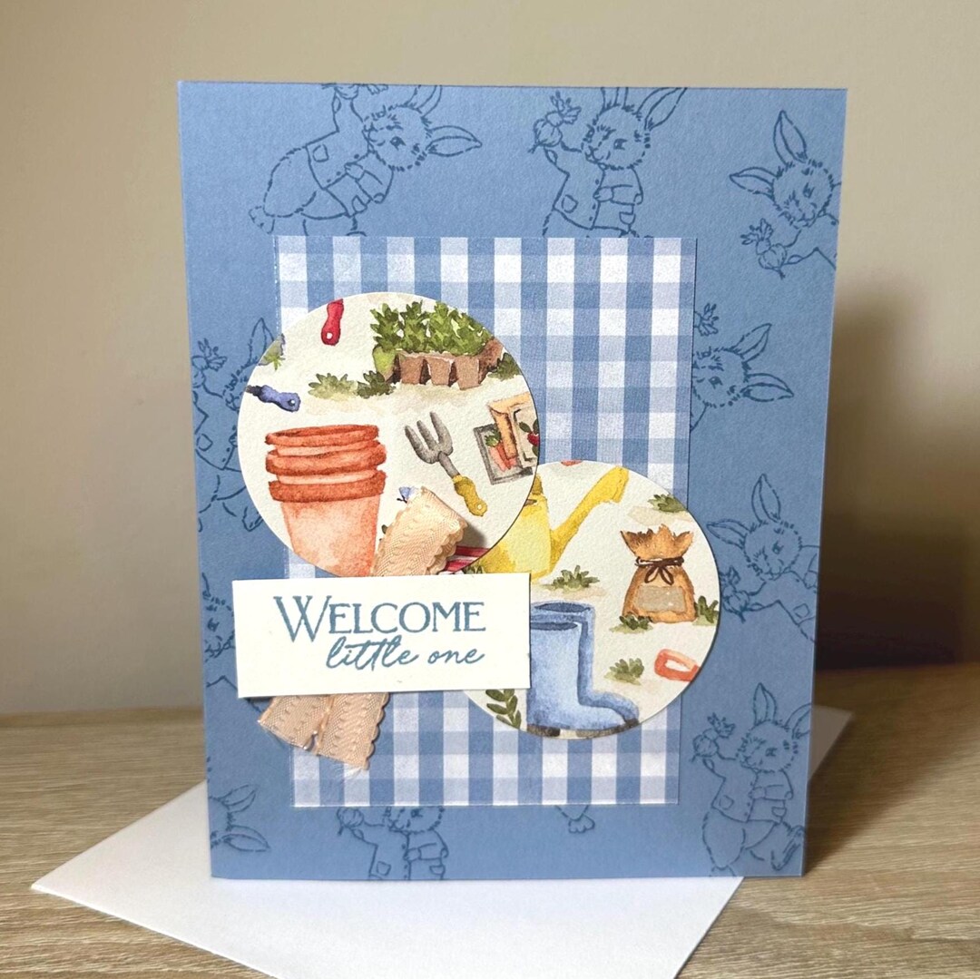 Newborn Baby Congratulations Card, Bunny Garden Theme, New Baby Boy ...