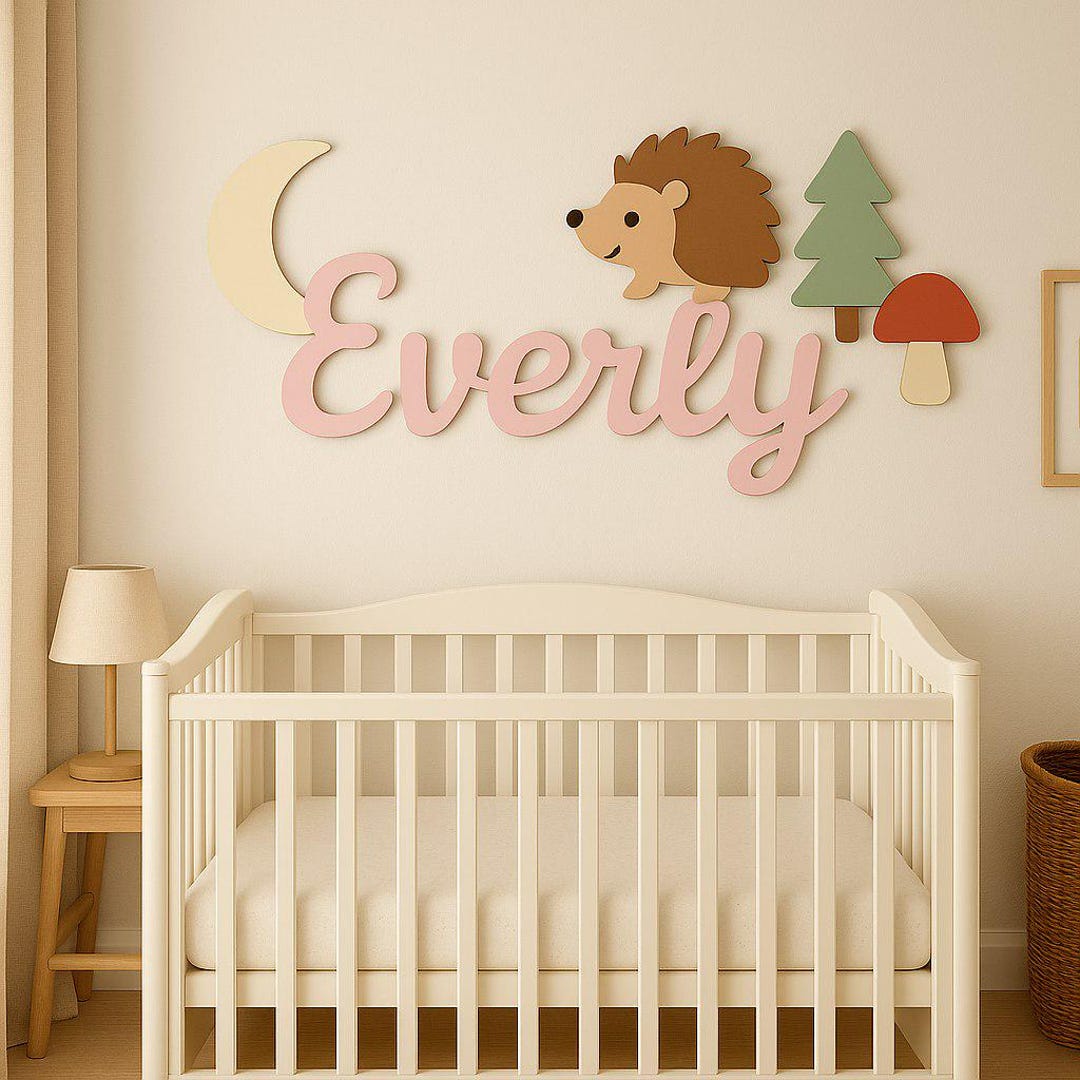 Personalized Woodland Nursery Sign: Wooden Name Wall Decor - Etsy