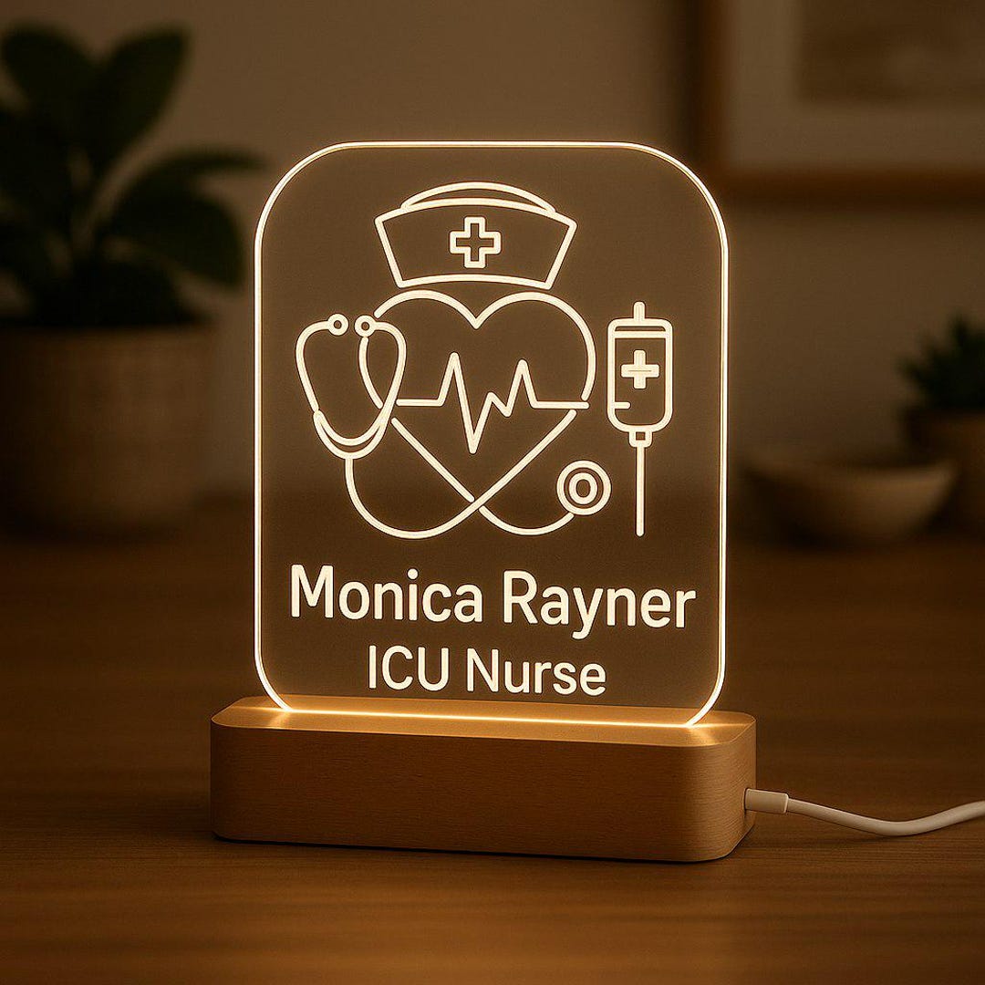 Custom ICU Nurse Night Light: Laser Engraved Acrylic Design ...
