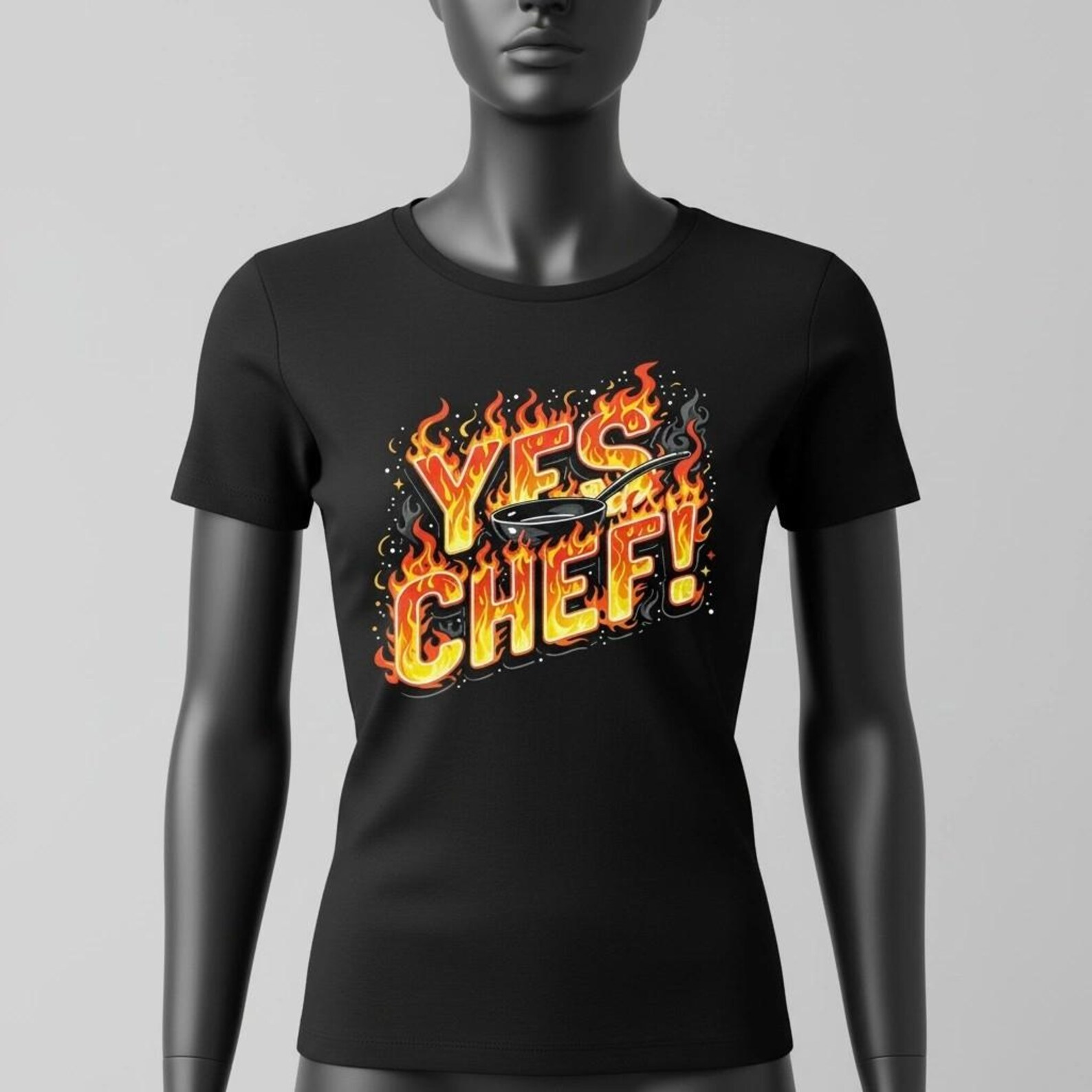 YES CHEF! T-shirt: Flaming Sauté Pan, Line Cook Apparel - Etsy