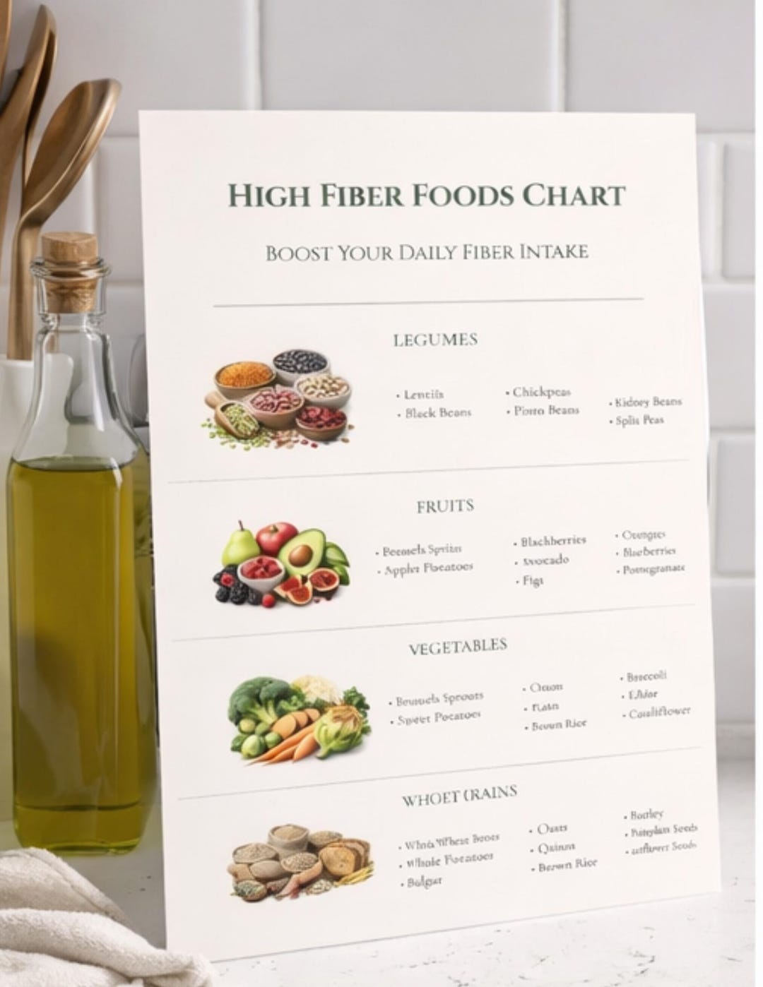 High Fiber Foods Chart | Gut Health Nutrition Poster (PDF) - Etsy