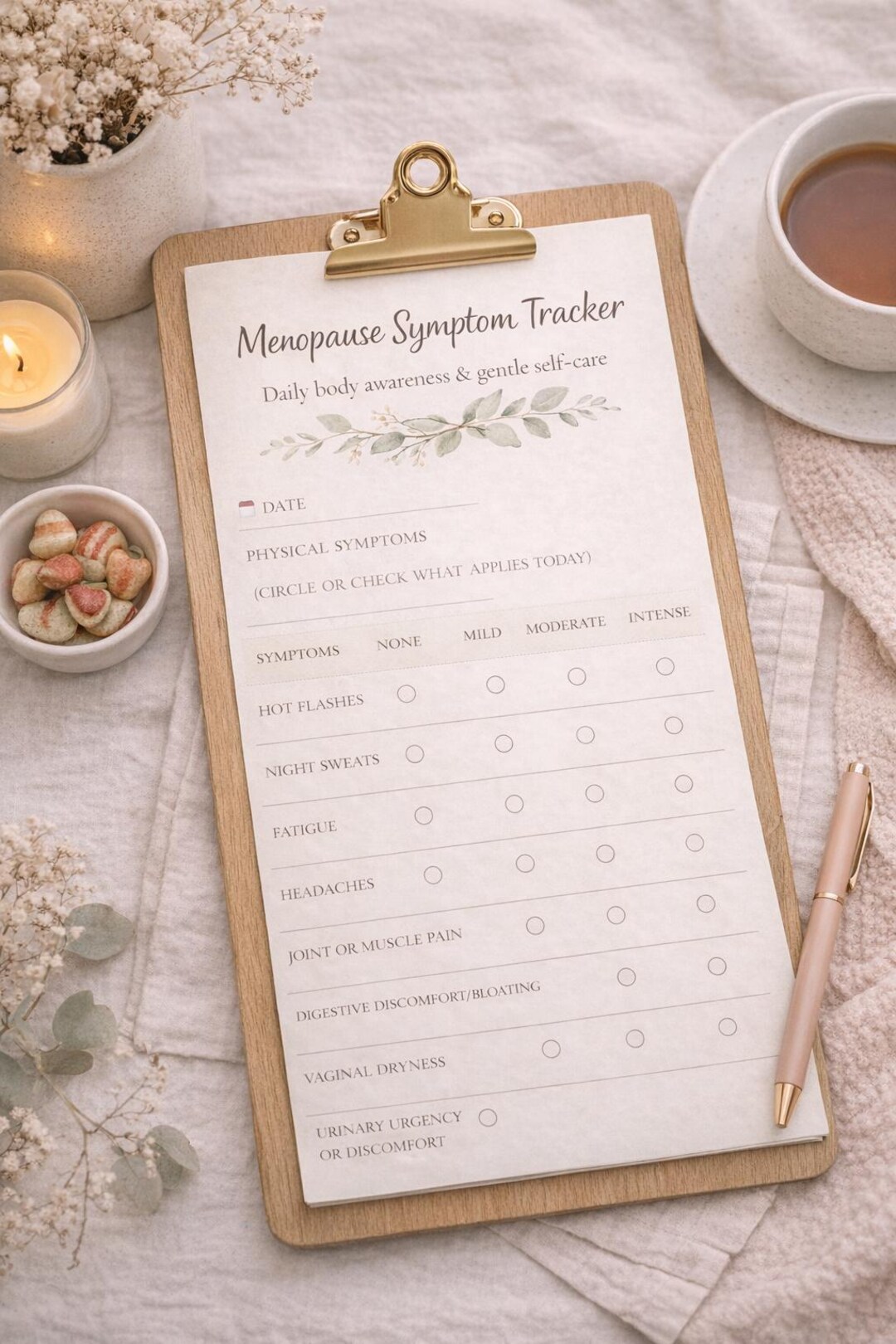 Menopause Symptom Tracker Printable | Daily Physical & Emotional Check ...
