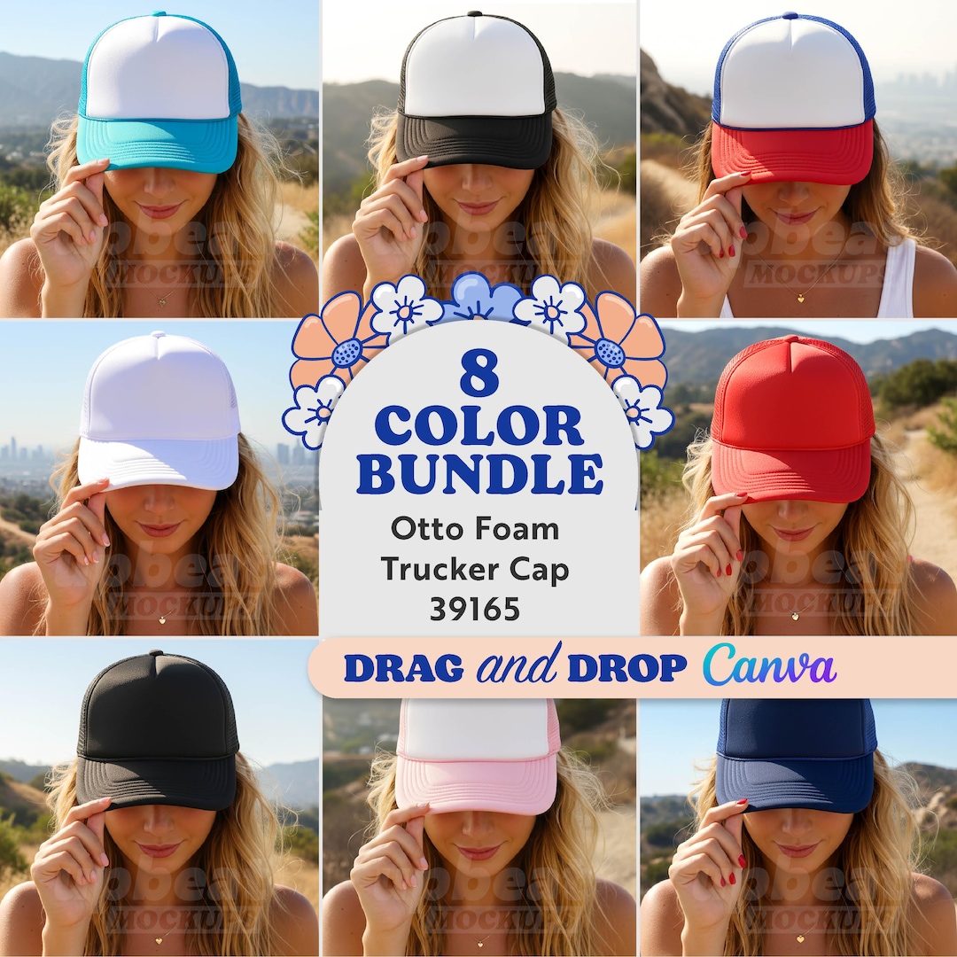 Trucker Hat Otto 39-165 Model Mockup Bundle (JPG Digital Downloads) 8 ...