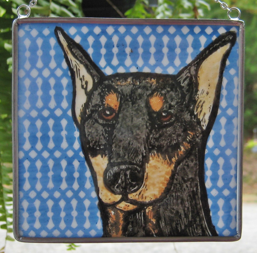 Doberman Pinscher Windshop Stained Glass Dog Suncatcher #271 - Etsy
