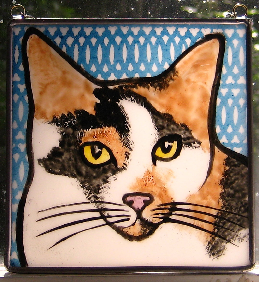 Calico Cat Windshop Stained Glass Suncatcher 4x4 82A - Etsy