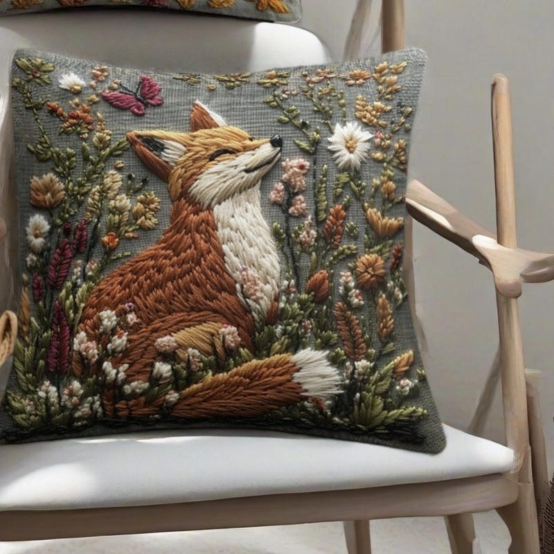 Needlepoint Fox Pillows - Etsy