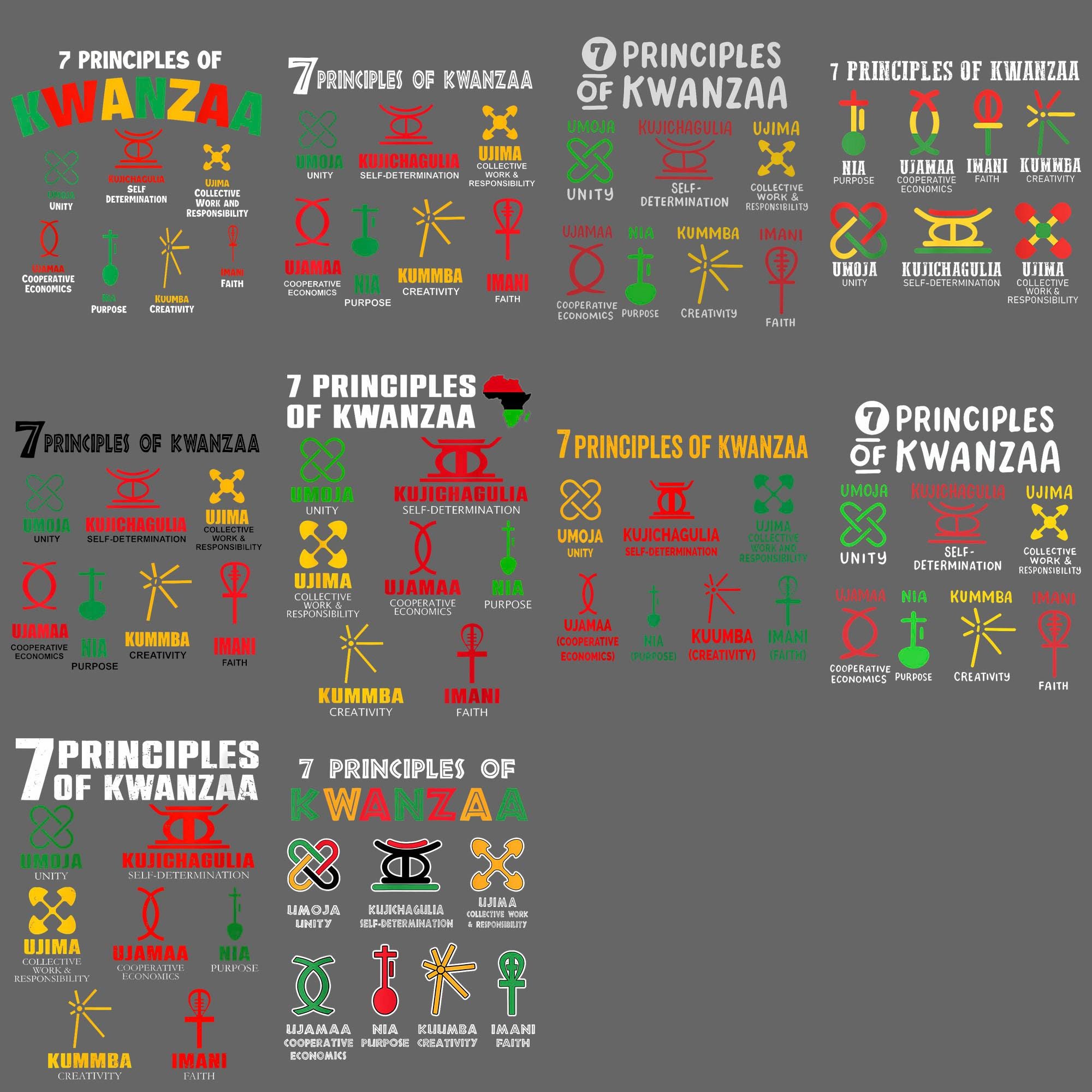 Seven Principles of Kwanzaa PNG - Cultural African Heritage Clipart ...