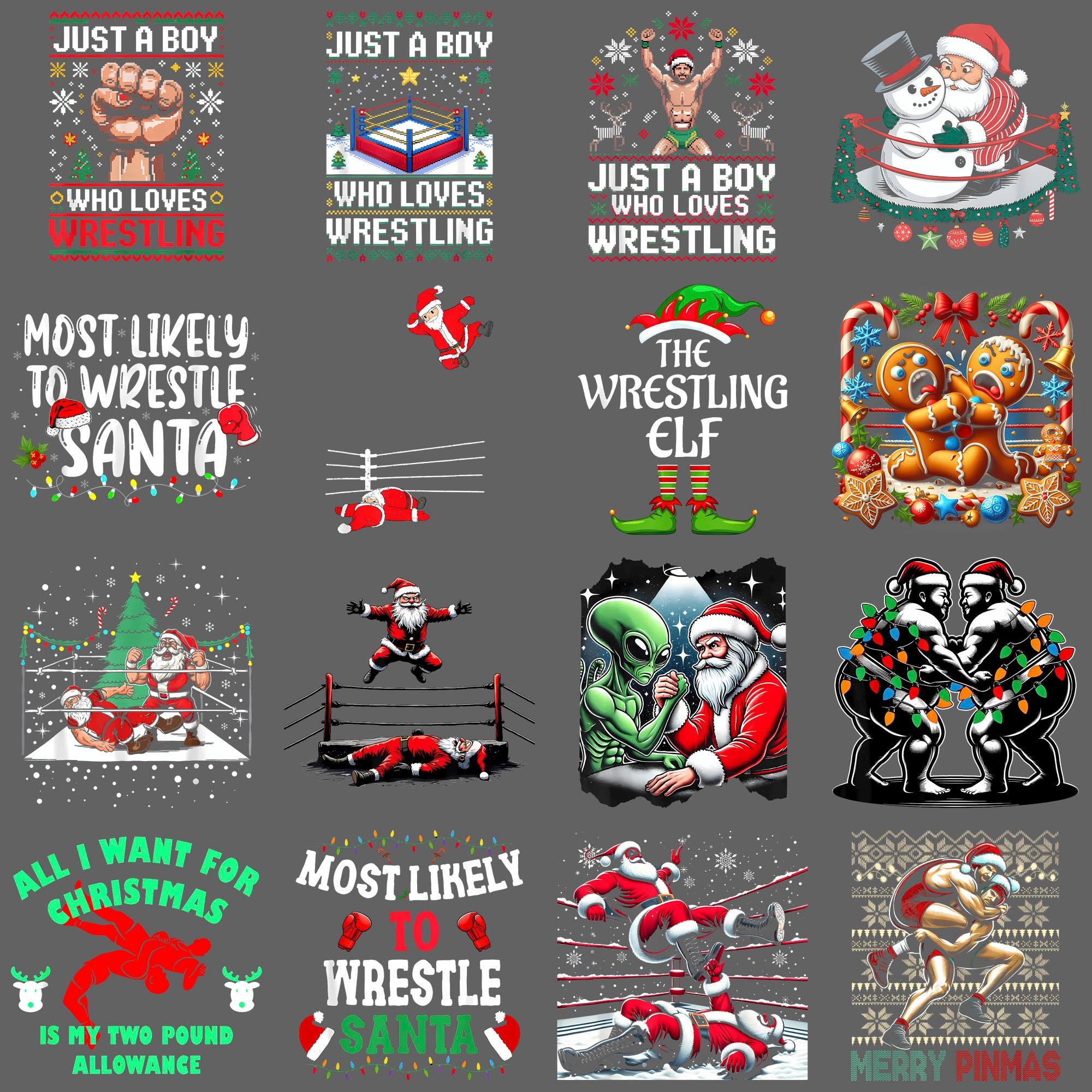 Funny Santa Wrestling PNG – Christmas Wrestler Holiday Clipart, Santa ...