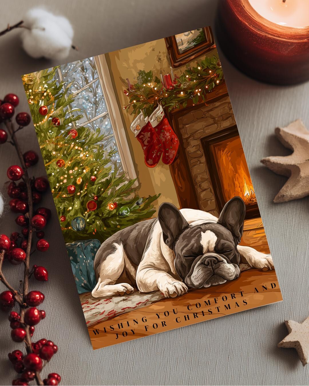 Cozy Frenchie Christmas Card | Digital Download | Dog Lover Holiday ...