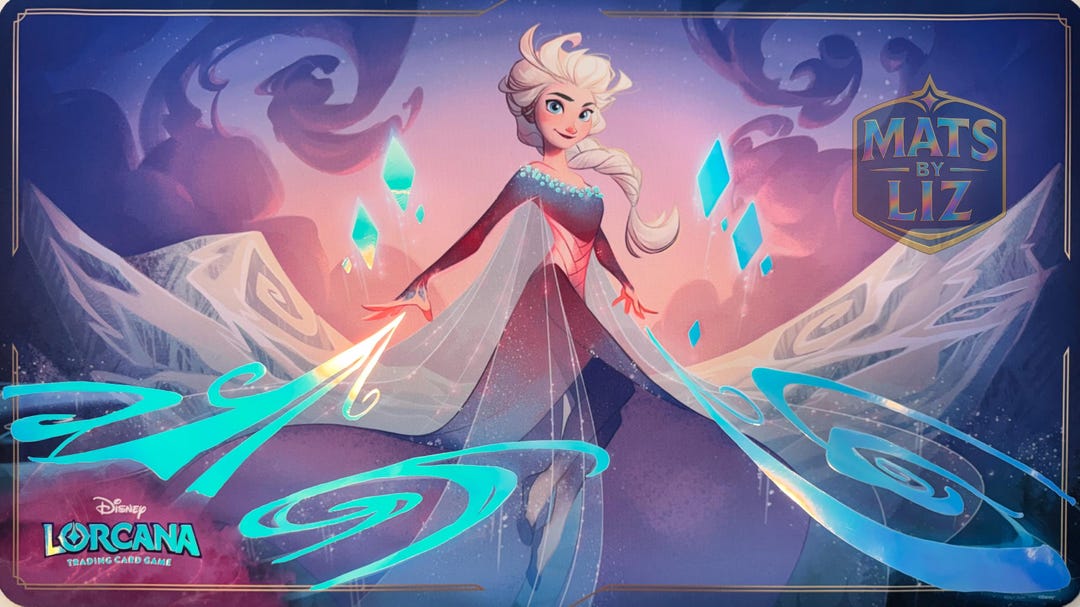 Foiled Elsa Lorcana Playmat – Disney Frozen TCG Mat | Holographic Card ...