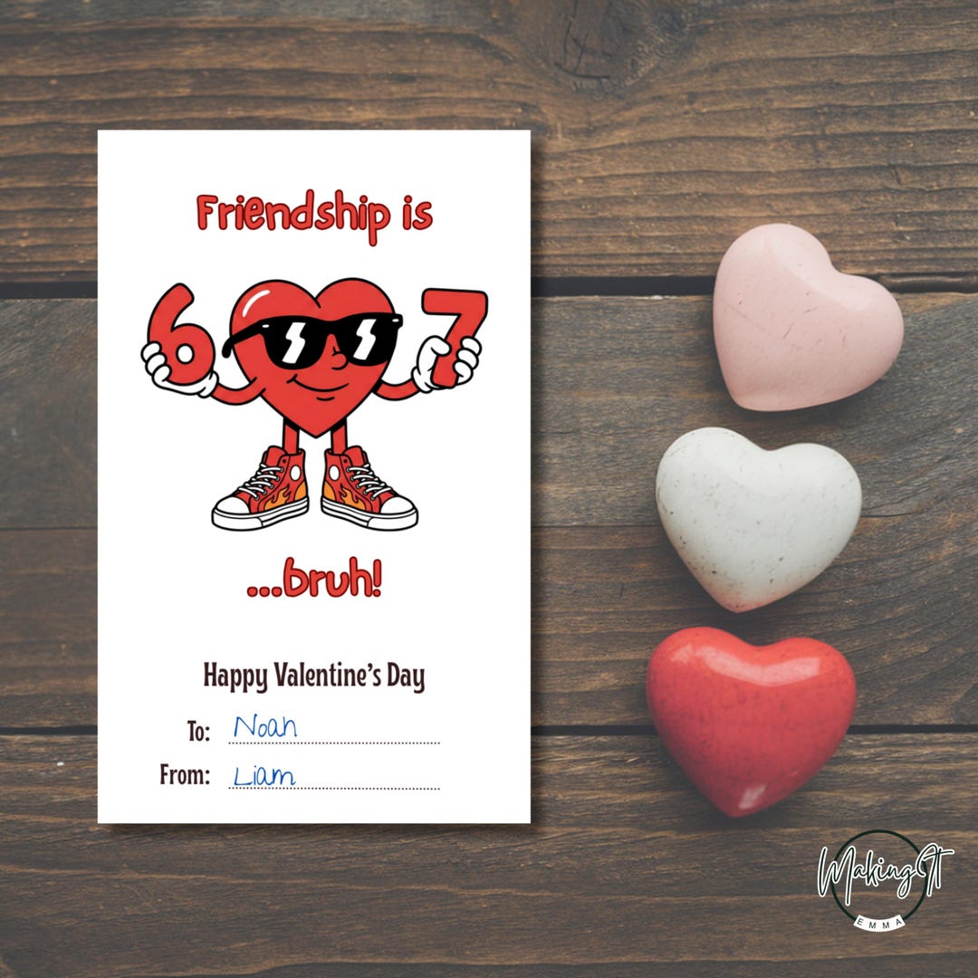 Six Seven 67 Themed Valentine's Template (editable in Canva, Printable ...