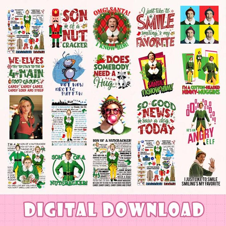 Buddy the Elf Christmas PNG Bundle, Elf Movie Quotes Png, Buddy ...