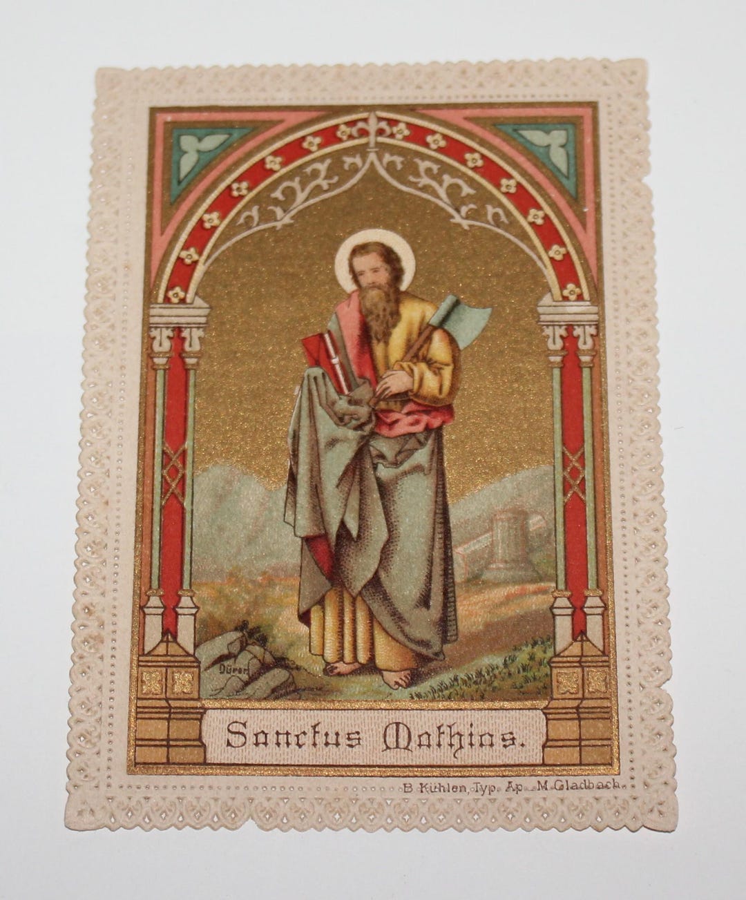 German Holy Prayer Card Victorian Card Sanctus Mathias Society of the ...