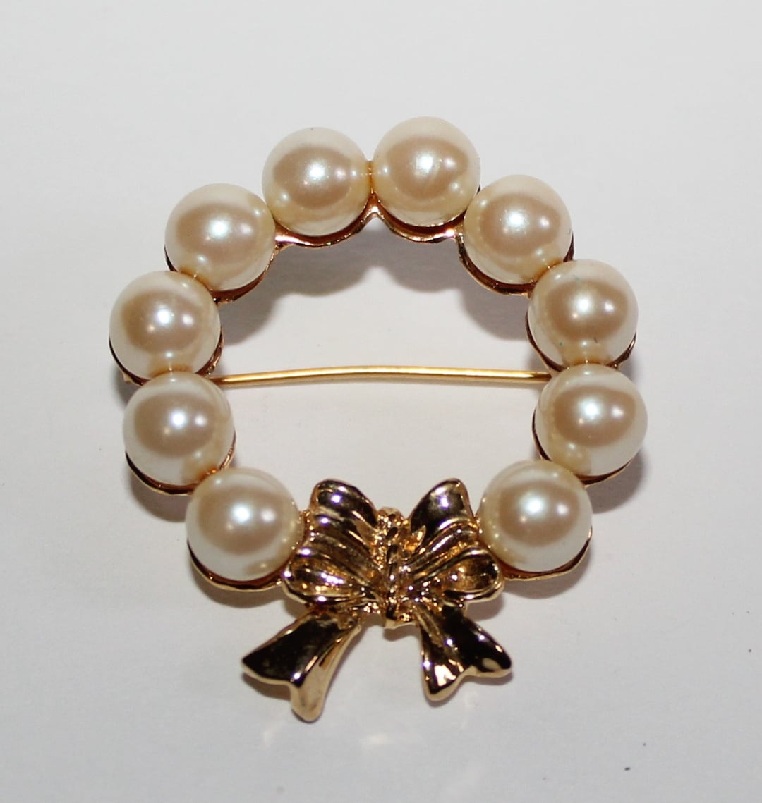 Broche vintage de cercle de couronne de perle et darc dor - Etsy France